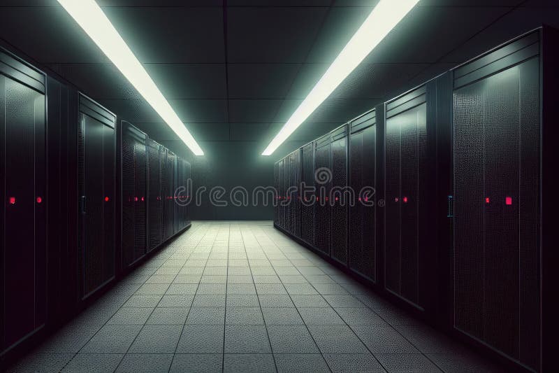Dark Server Racks in Computer Network Security Server Room Data Center ...