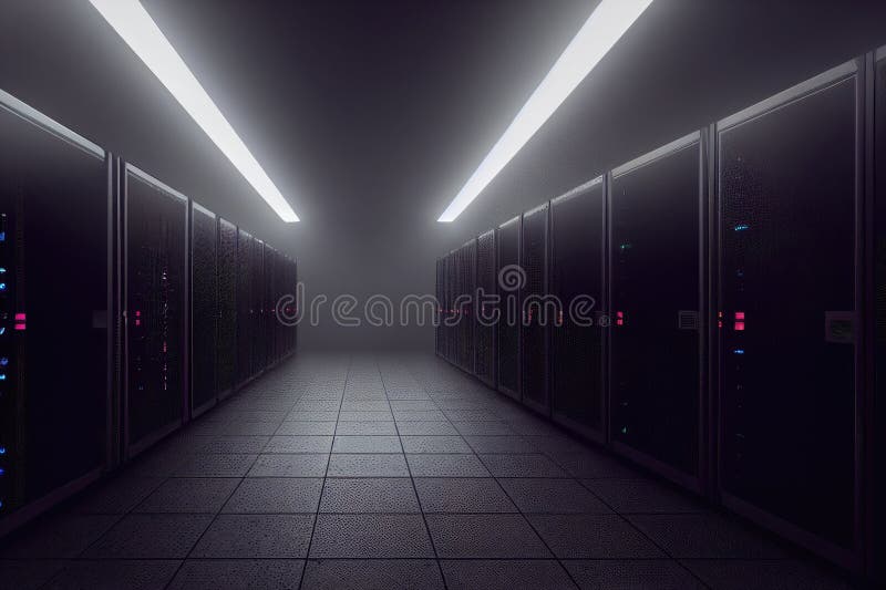 Dark Server Racks in Computer Network Security Server Room Data Center ...