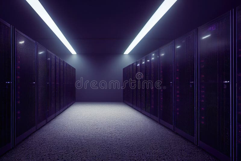 Dark Server Racks in Computer Network Security Server Room Data Center ...