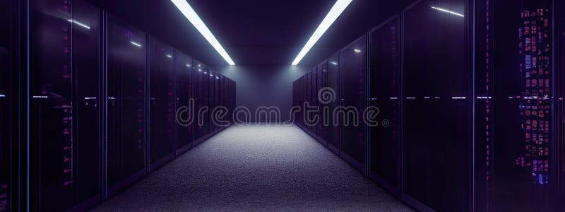 Dark Server Racks in Computer Network Security Server Room Data Center ...