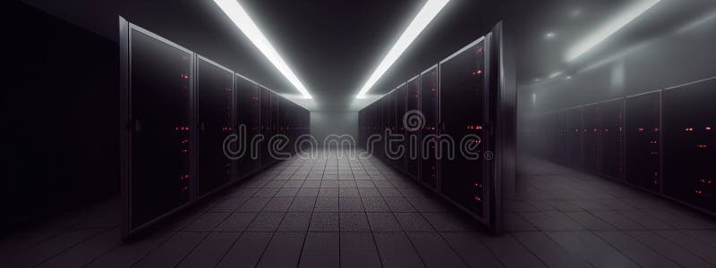 Dark Server Racks in Computer Network Security Server Room Data Center ...