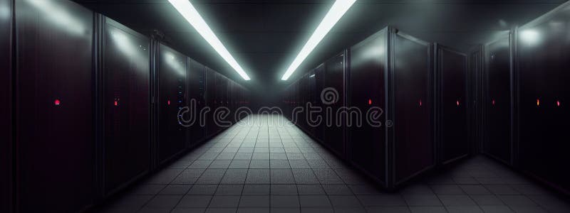 Dark Server Racks in Computer Network Security Server Room Data Center ...