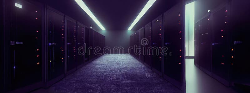 Dark Server Racks in Computer Network Security Server Room Data Center ...