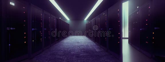 Dark Server Racks in Computer Network Security Server Room Data Center ...