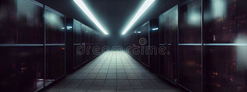 Dark Server Racks in Computer Network Security Server Room Data Center ...