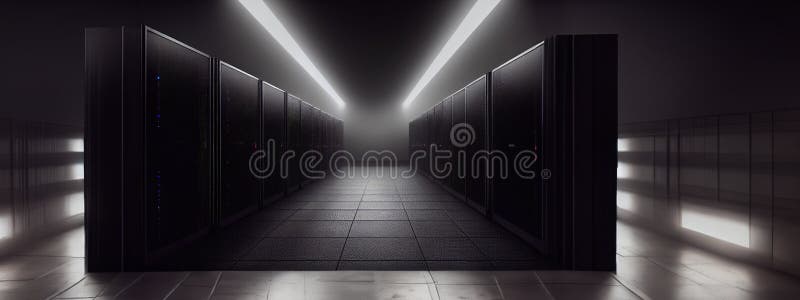 Dark Server Racks in Computer Network Security Server Room Data Center ...