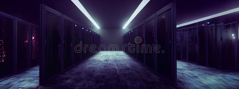 Dark Server Racks in Computer Network Security Server Room Data Center ...
