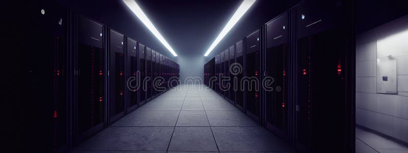 Dark Server Racks in Computer Network Security Server Room Data Center ...