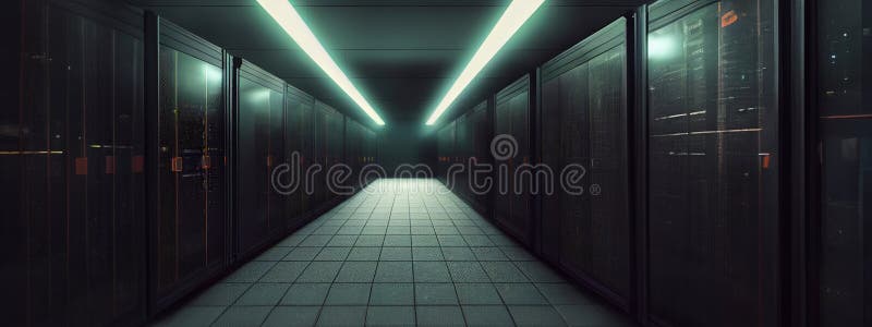 Dark Server Racks in Computer Network Security Server Room Data Center ...