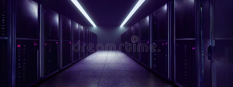 Dark Server Racks in Computer Network Security Server Room Data Center ...