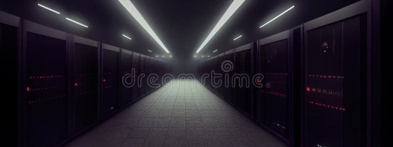 Dark Server Racks in Computer Network Security Server Room Data Center ...