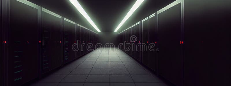 Dark Server Racks in Computer Network Security Server Room Data Center ...