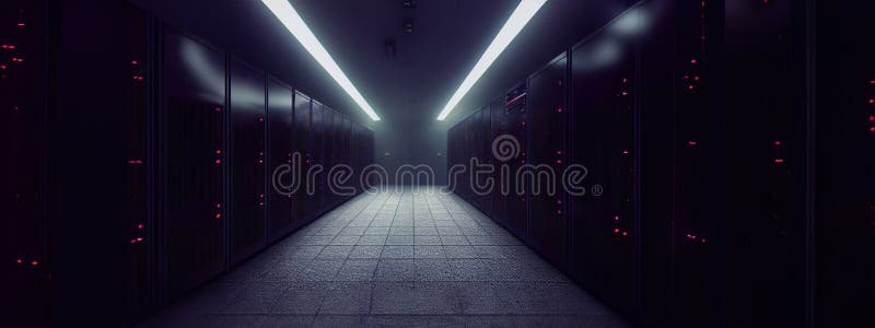 Dark Server Racks in Computer Network Security Server Room Data Center ...