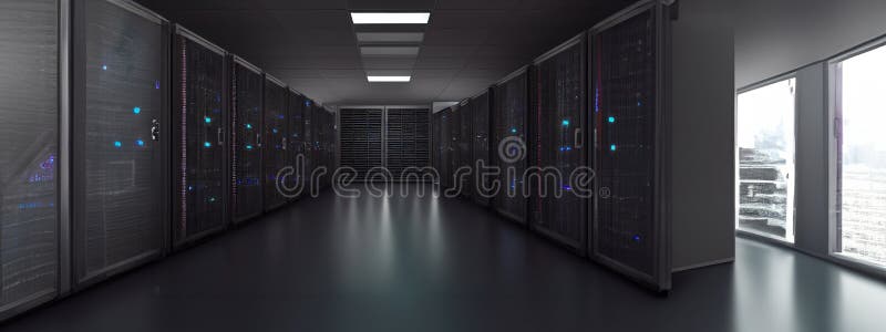 Dark Server Racks in Computer Network Security Server Room Data Center ...