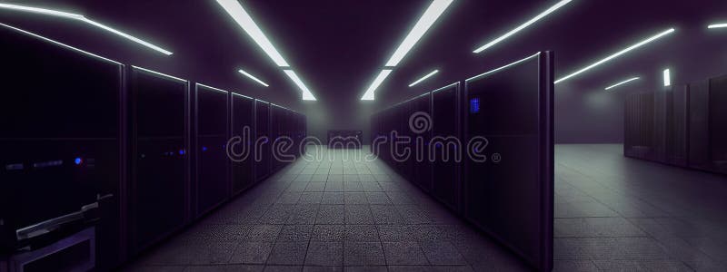 Dark Server Racks in Computer Network Security Server Room Data Center ...