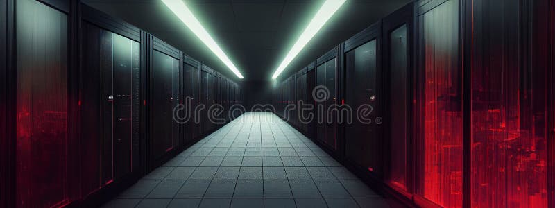 Dark Server Racks in Computer Network Security Server Room Data Center ...