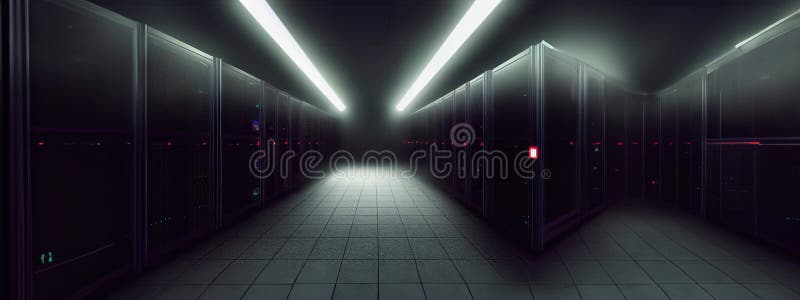 Dark Server Racks in Computer Network Security Server Room Data Center ...
