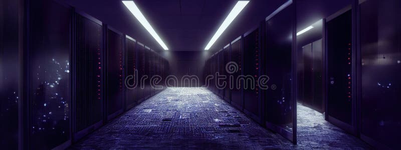 Dark Server Racks in Computer Network Security Server Room Data Center ...
