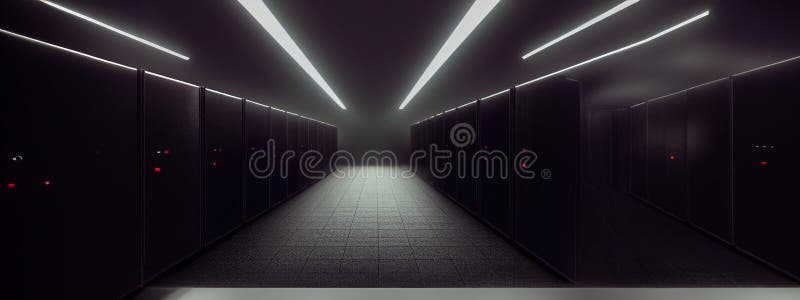 Dark Server Racks in Computer Network Security Server Room Data Center ...