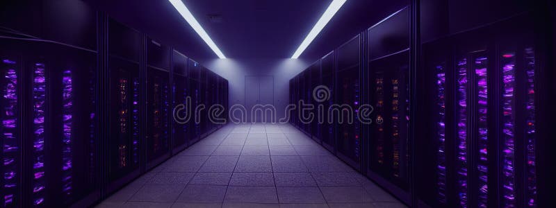 Dark Server Racks in Computer Network Security Server Room Data Center ...
