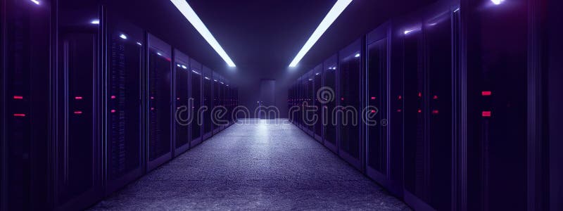 Dark Server Racks in Computer Network Security Server Room Data Center ...