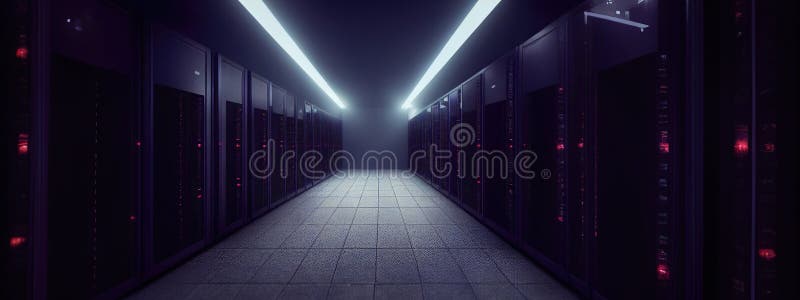 Dark Server Racks in Computer Network Security Server Room Data Center ...