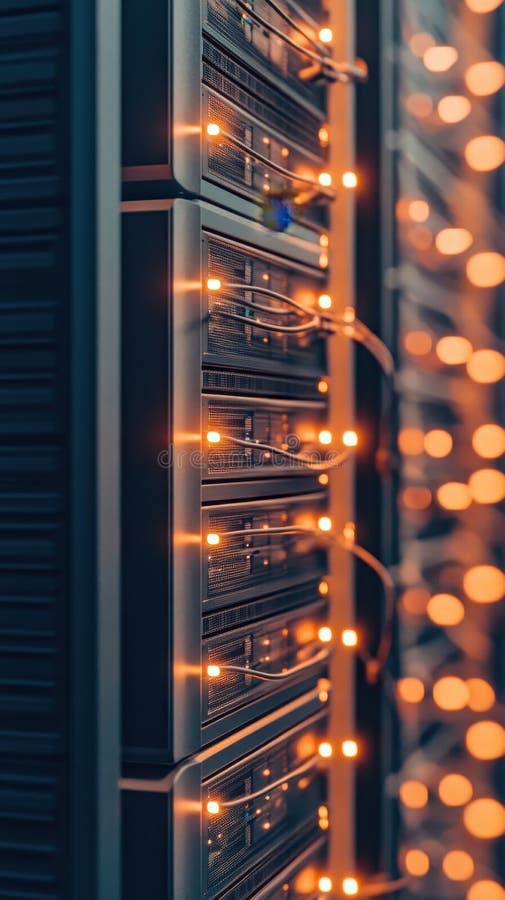 Dark Server Racks Display Running Systems within Data Center ...