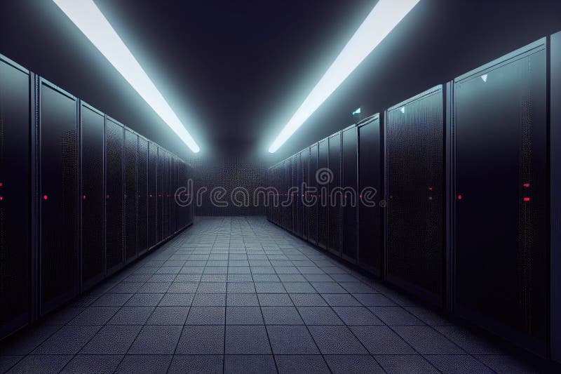 Dark Server Room Data Center Storage Interior Ai Generative Rendering ... Dark Server Room Data Center Storage Interior Ai Generative Rendering ...