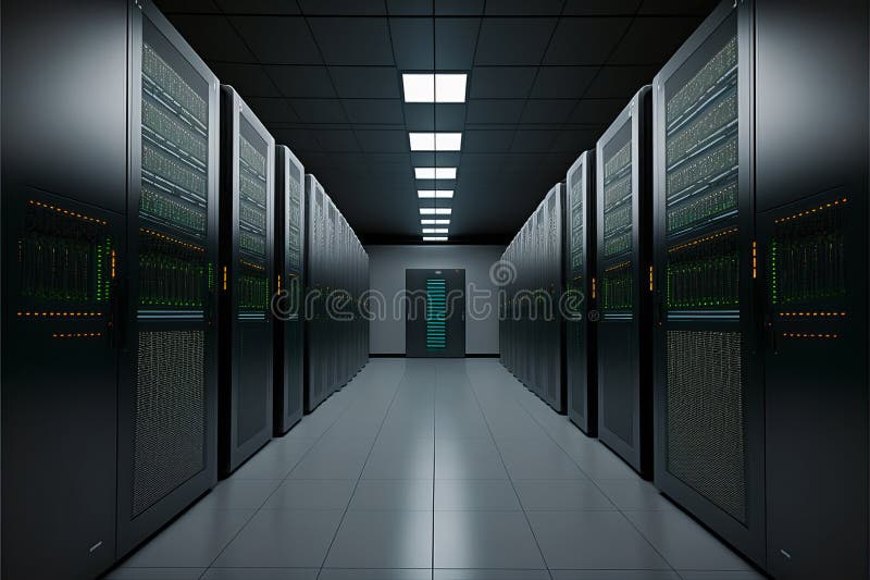 Dark Server Room. Generative Ai Stock Illustration - Illustration of ...