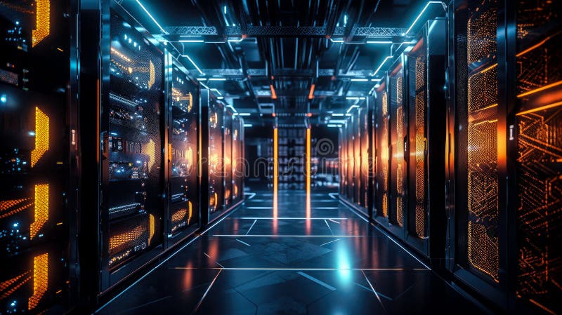 Dark Server Racks in Computer Network Security Server Room Data Center ...