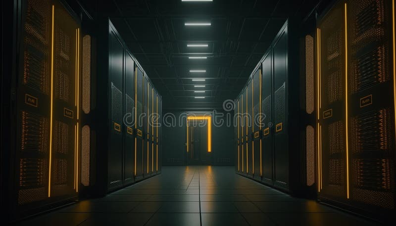 Dark Servers Data Center Room Stock Illustration - Illustration of ...