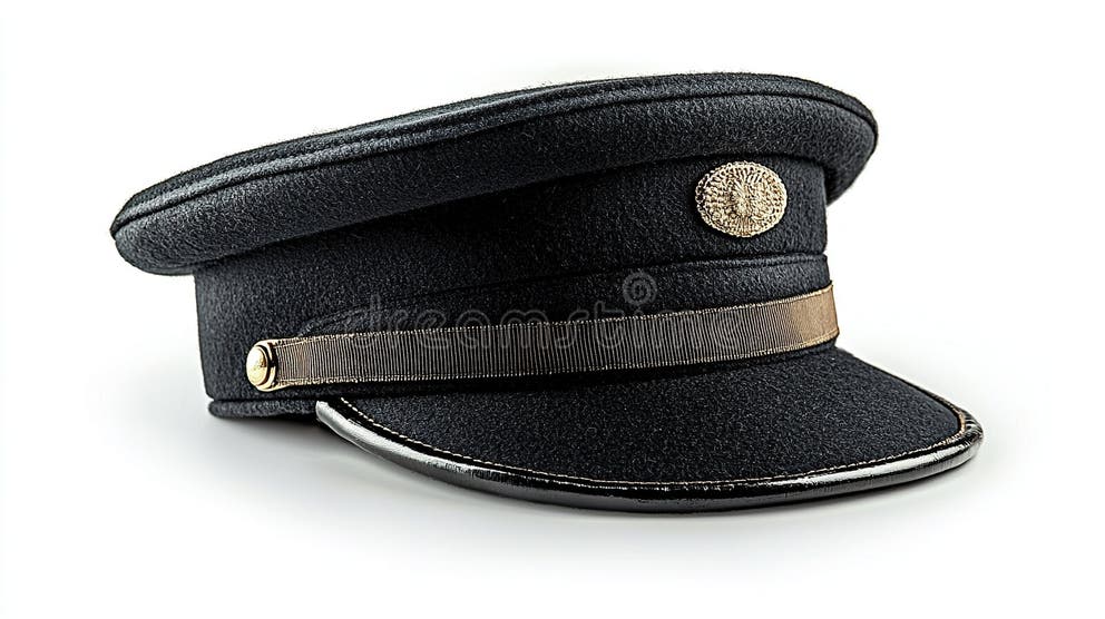 Dark Service Cap with Badge Isolated on White, Ready for Uniform ...