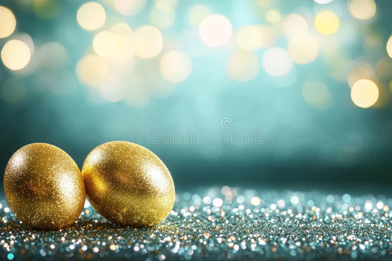 In a Dark Setting, Golden Eggs Adorned with Sparkling Dust Captivate ...