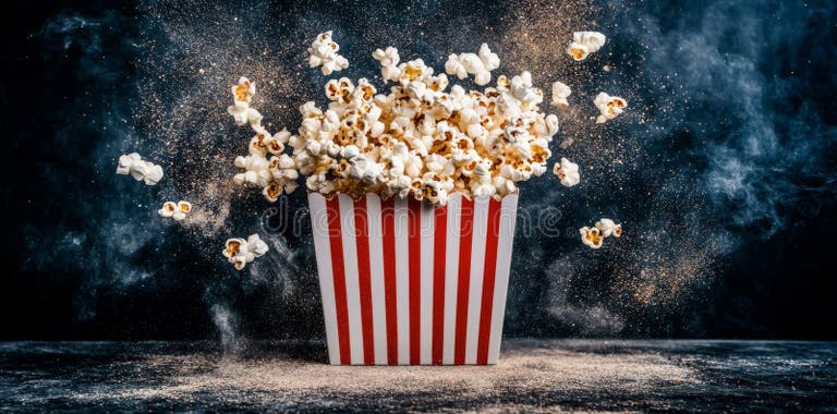 In a Dark Setting, a Lively Event Features a Striped Container Bursting ...