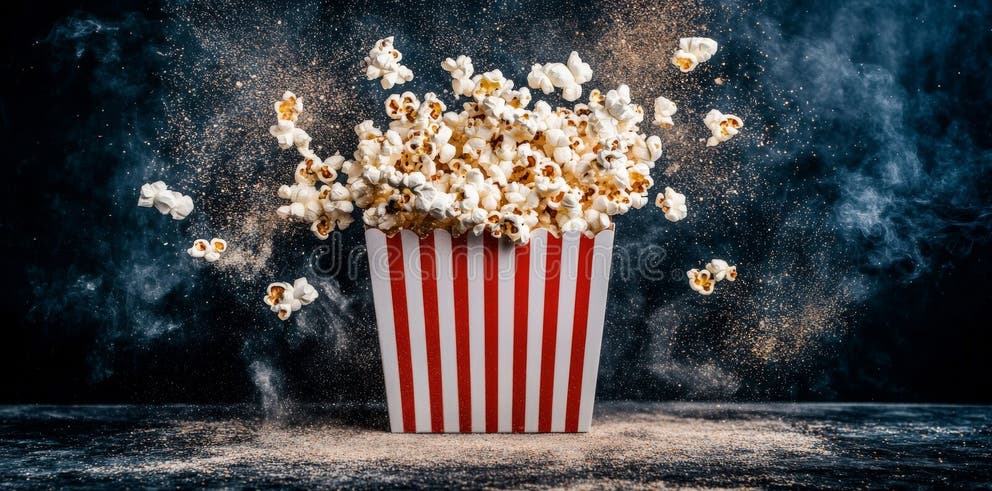 In a Dark Setting, a Lively Event Features a Striped Container Bursting ...