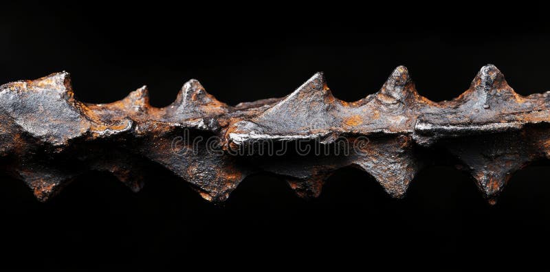 In a Dark Setting, the Rusted Metal Chain Links Reveal Their Weathered ...