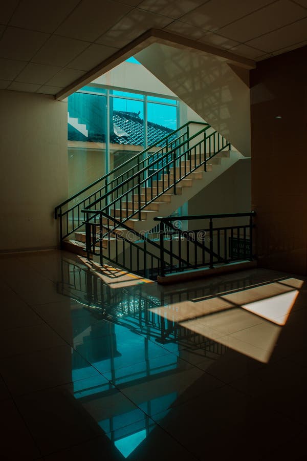Dark Shadow of the Stairs in the Building Stock Image - Image of shadow ...