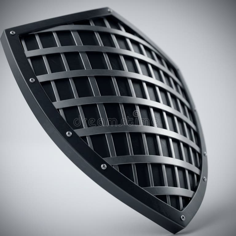 A Dark, Shield-shaped Grid Structure with Interlocking Vertical and ...