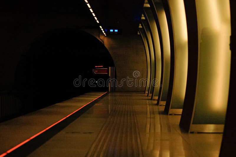 Dark Shot of a Passageway in an Empty Subway Station Stock Image ...
