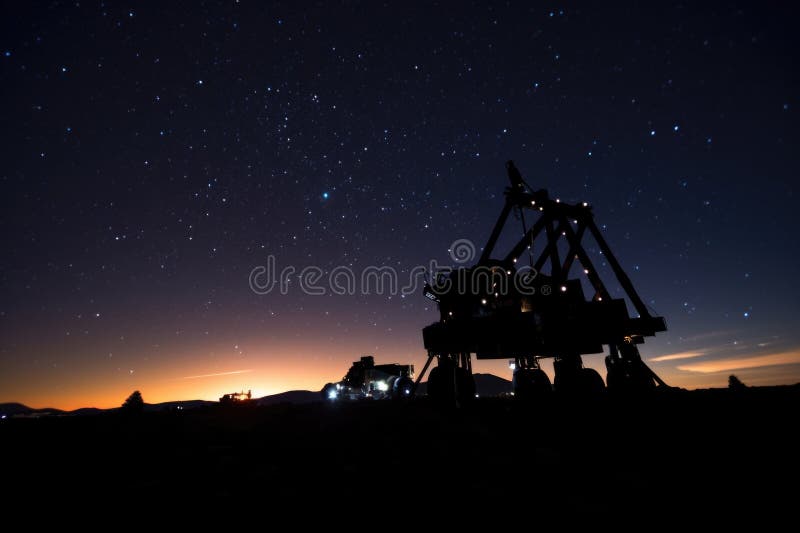 Dark Silhouette of Mars Rover Against a Star-studded Sky Stock ...
