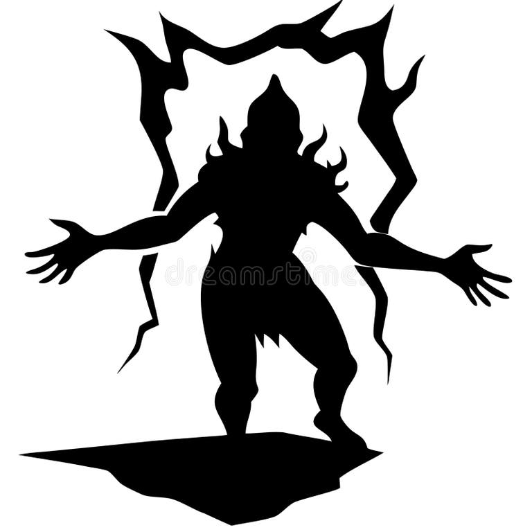 Dark Silhouette of Mythical Creature with Lightning Burst for Tattoo ...