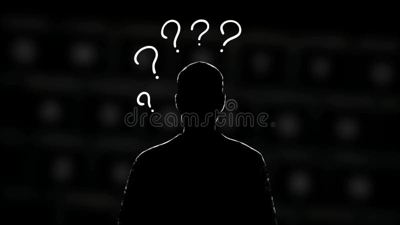 Dark Silhouette, Question Marks, 2D Animation, Question Marks Above the ...