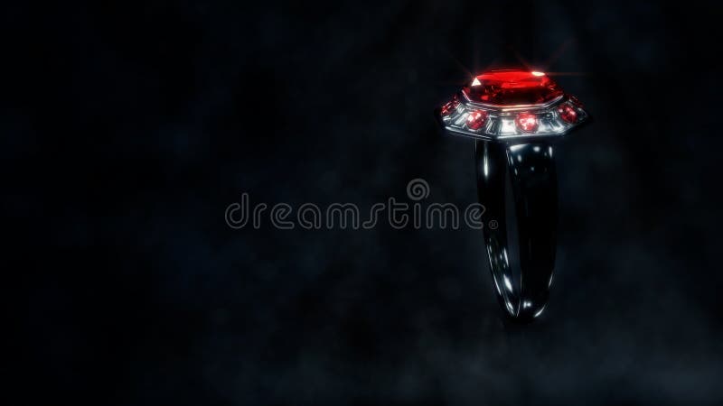 Dark Silver Metal Ring with Red Ruby Gems and Empty Space, Fictive ...