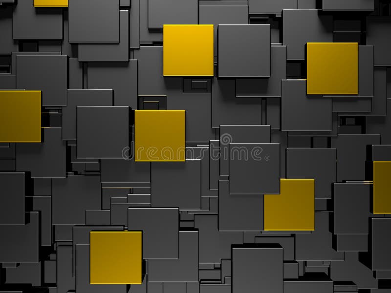 Dark Silver and Orange Golden Cubes. Abstract Metallic Background Stock ...
