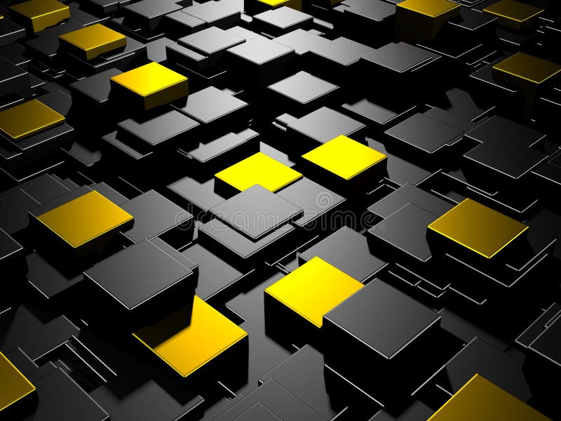 Dark Silver and Orange Golden Cubes. Abstract Metallic Background Stock ...