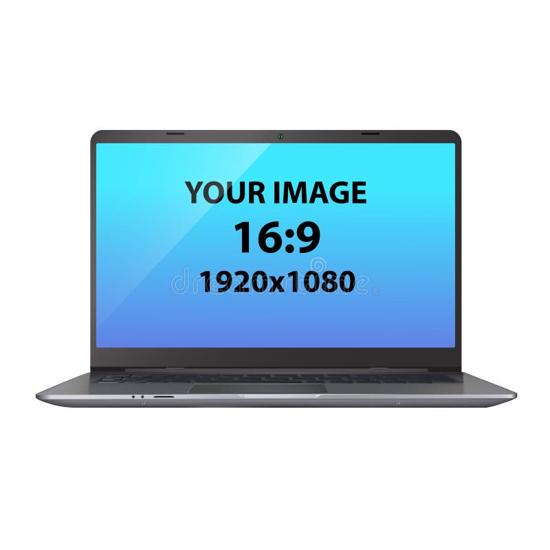Dark Silver Unbranded Laptop. Front View Photorealistic Vector Mockup ...