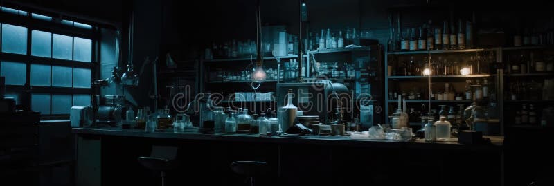 A Dark and Sinister Laboratory Panoramic Background. Generative AI ...