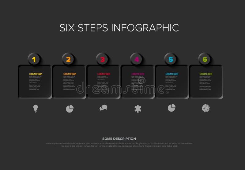 Dark Six Step Infographic Template Stock Illustrations – 376 Dark Six ...