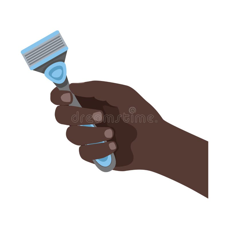 A Dark-skinned Hand with a Razor. Hygiene and Shaving Stock Vector ...