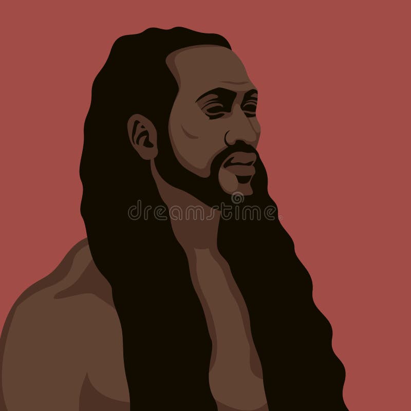Dark-skinned Man Face Head Vector Illustration Flat Style Profile Stock ...